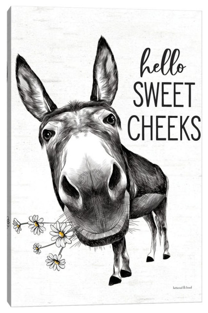 Hello Sweet Cheeks Donkey by lettered & lined Art Print, 18x12x1.5 ...