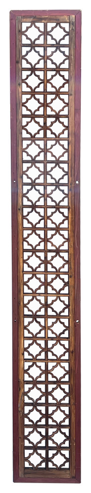 Chinese Vintage Geometric Star Pattern Tall Wood Floor Panel Screen ...