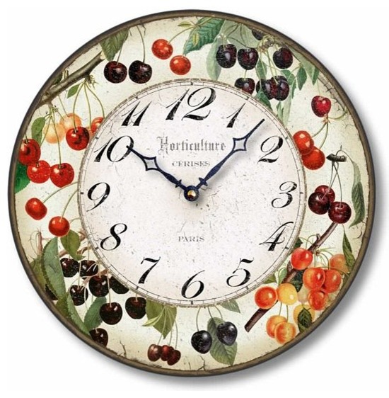 Vintage-Style 12 Inch Cherries Clock - Traditional - Wall Clocks - by ...