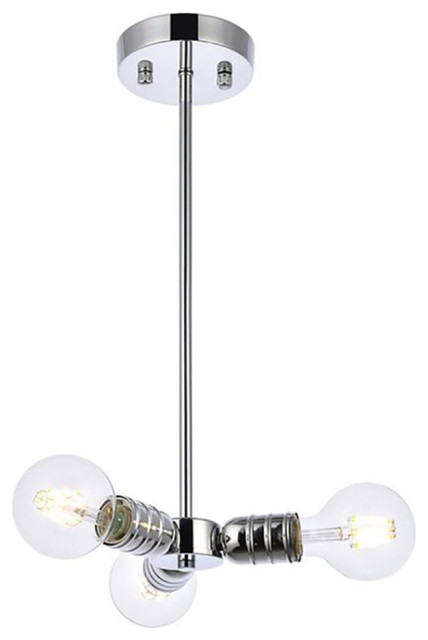 Living District Reyes 3-Light Mid-Century Metal Pendant in Chrome ...