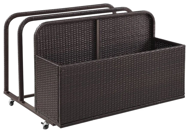 Pemberly Row Coastal Wicker / Rattan Patio Float Caddy in Brown ...