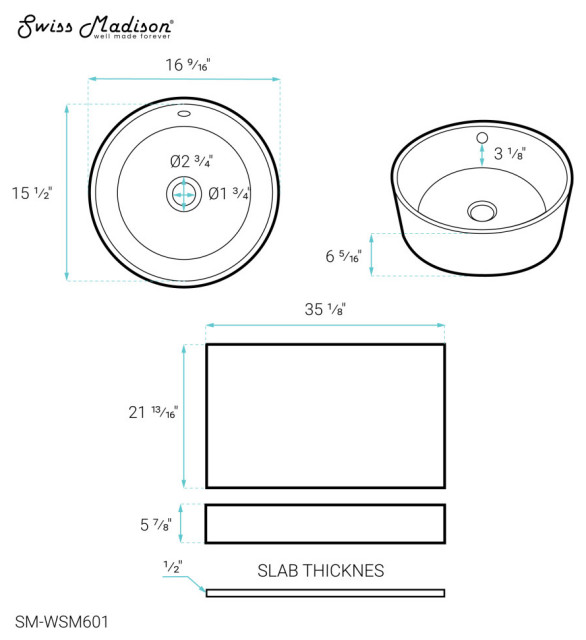 Monaco 36" Floating Bathroom Shelf With Vessel Sink, White Marble, 24 x 22 - Contemporary ...