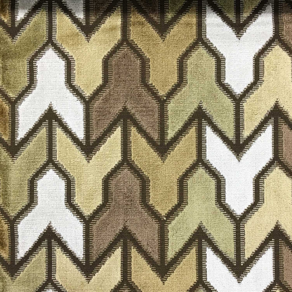 Rocket Geometric Cut Velvet Upholstery Fabric - Contemporary ...