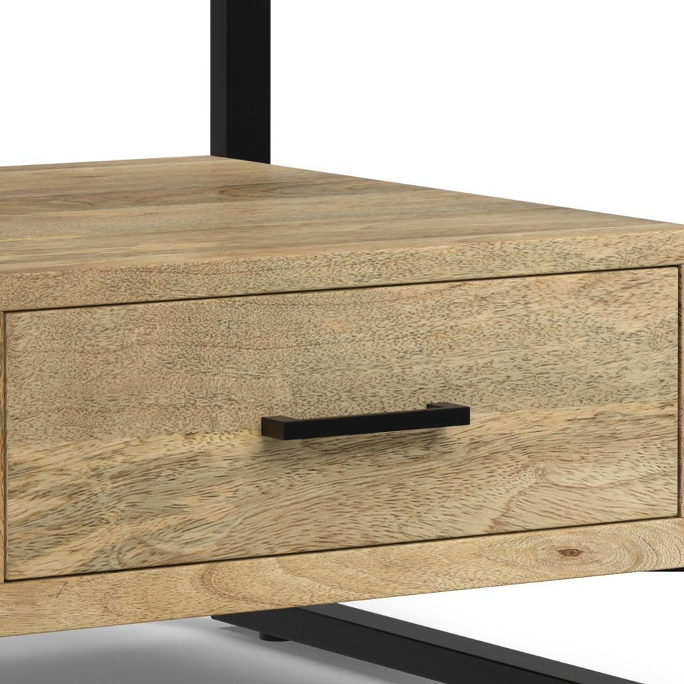 Riverside Solid Mango Wood Bedside Table - Industrial - Nightstands And ...