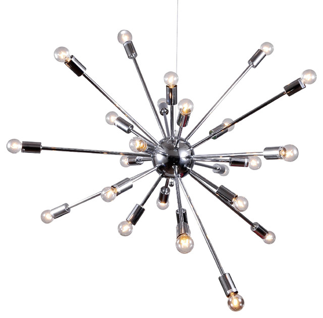 Chrome Frame Spike Light Fixture With Visible Bulbs - Midcentury ...