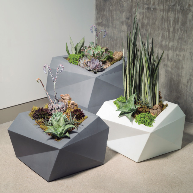 Origami Indoor/Outdoor Taller Geometric Planter - 26'' (Alpine White ...