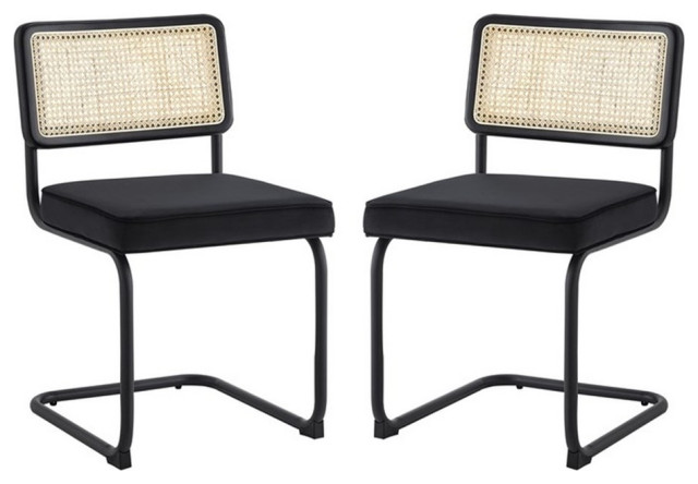 Posh Living Sherry Velvet Dining Chair Seat (Set of 2) Black - Tropical ...