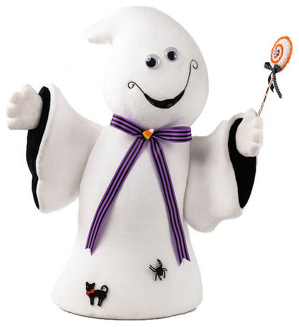 December Diamonds Halloween Carnival 24" Smiley Ghost With Purple Tie ...