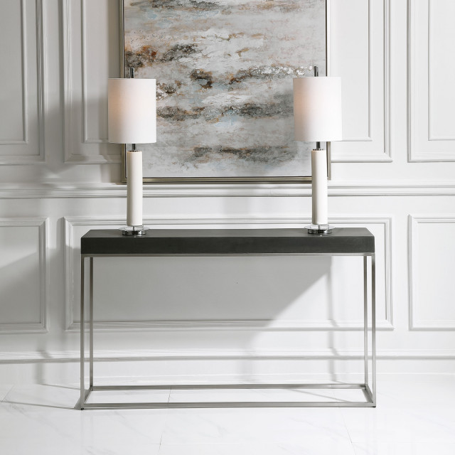 Uttermost Jase Black Concrete Console Table - Industrial - Console Tables - by HedgeApple | Houzz
