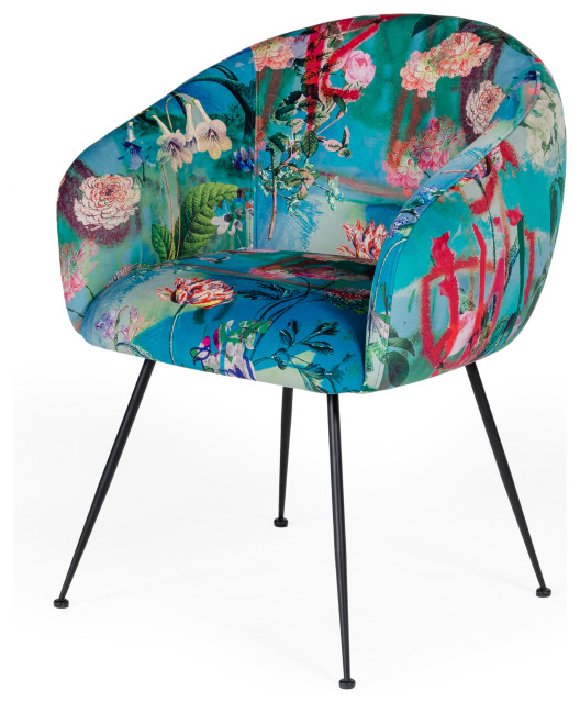 The Dahlia Dining Chair, Multi-colored, Velvet - Midcentury - Dining ...