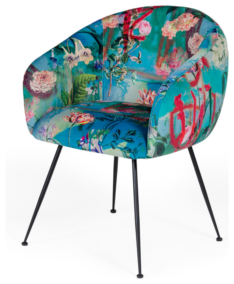 The Dahlia Dining Chair, Multi-colored, Velvet - Midcentury - Dining ...