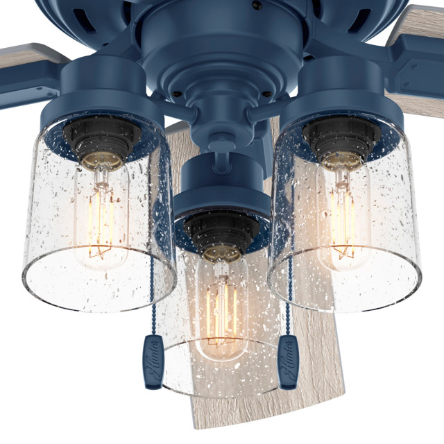Hunter 52" Hartland Indigo Blue Ceiling Fan With LED Light Kit and Pull ...