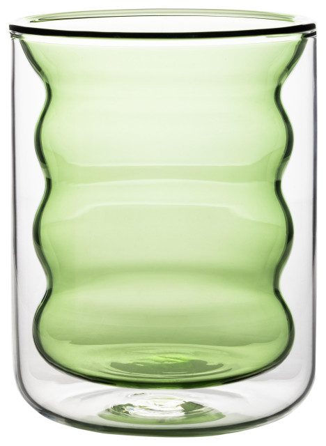 Waves Green Water Glass, Set of 4 - Contemporary - Everyday Glasses ...