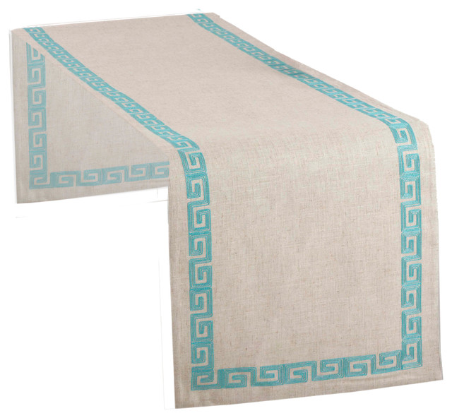 Calypso Stitched Greek Key Table Runner - Contemporary - Table Runners ...