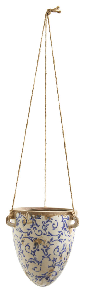 2' Tuscan Hanging Ceramic Scroll Planter - Farmhouse - Indoor Pots And ...