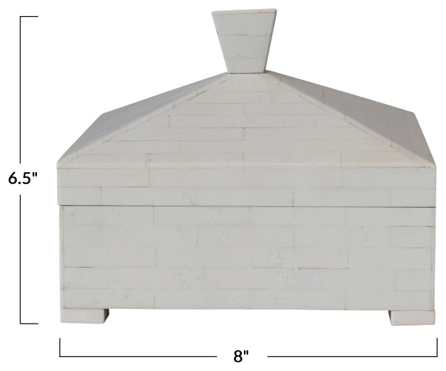 Decorative Storage Box with Pyramid Lid and Knob, Ivory - Farmhouse ...