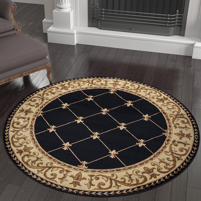 Orleans Traditional Border Area Rug, 5'3" Round - Traditional - Area ...