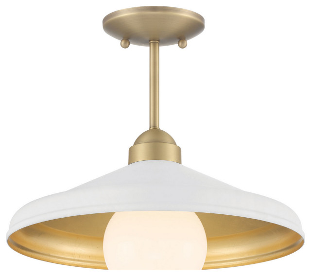 Brooks Matte White 14" Semi-Flush Mount Ceiling Barn Light - Farmhouse ...