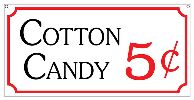 Cotton Candy 5C, Aluminum Concessions Fair Circus Park Bar Sign, 6"x12 ...