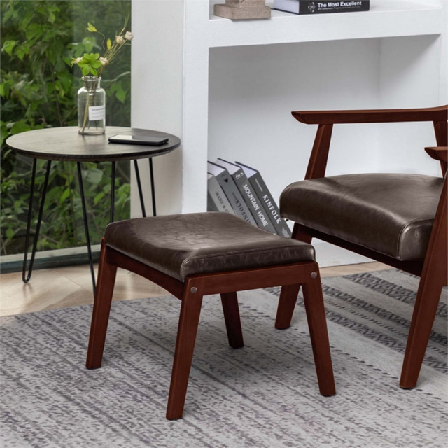 Designs4Comfort Natalie Accent Ottoman Stool in Espresso Faux Leather ...