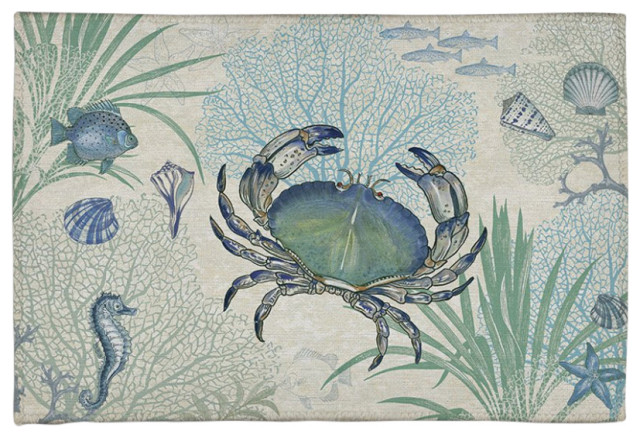 Blue Crab 2'x3' Chenille Rug - Beach Style - Area Rugs - by Laural Home ...