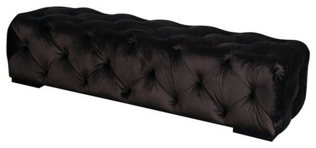 American Home Classic Jasper 16" Traditional Velvet and Wood Bench in ...