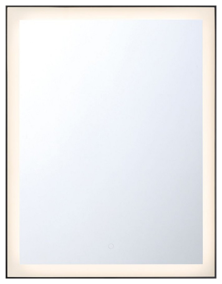 Modern Rectangular LED Wall Mirror Medium Touch Sensor Dimmer and Metal ...