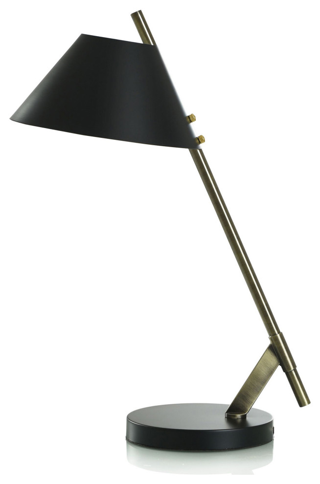 Brigg Black Table Lamp Matte Black and Aged Brass Steel Body Black ...