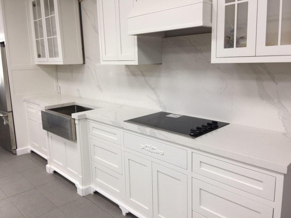 White Kitchen Design in Unique Calacatta by Compac - Boston - by Boston ...