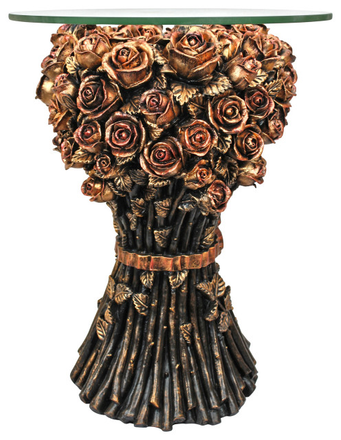 Table of Roses Glass, Topped Sculptural Table - Traditional - Side ...
