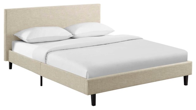 Modern Contemporary Urban Living Design Platform Bed Frame, Fabric ...