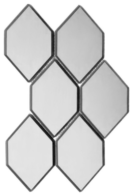 Reflections 3x5 Honeycomb Glass Mirror Mosaic Tile,Silver,Peel & Stick ...