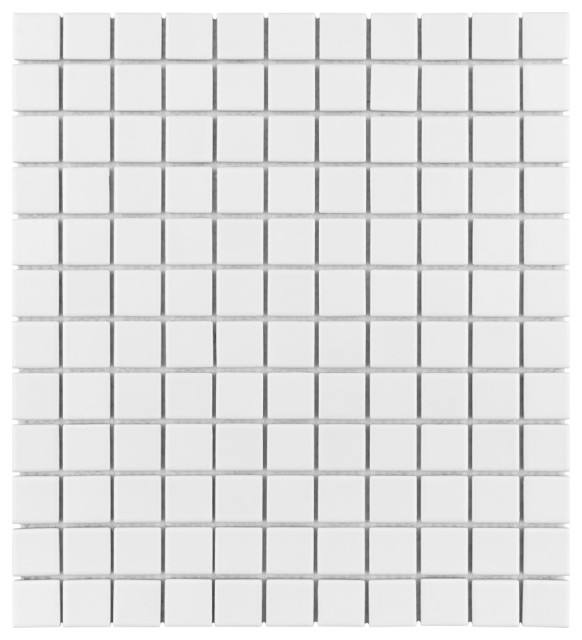 Metro 1" Square Matte White Porcelain Floor and Wall Tile - Traditional ...