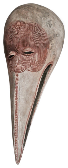Consigned Large Wood Baga Stork Mask - Tropical - Wall Accents - by ...
