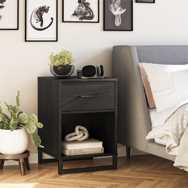 Ameriwood Home Monterey Nightstand in Black Oak - Transitional - Nightstands And Bedside Tables ...