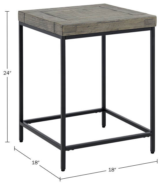 End Table - Industrial Modern Side Table with Wood Top and Metal Frame ...