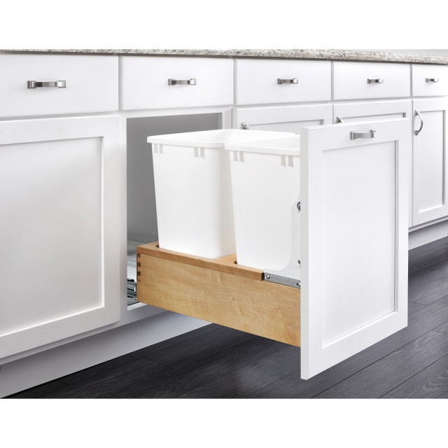 Wood Bottom Mount Pull Out Trash/Waste Container, 14.25" - Contemporary ...