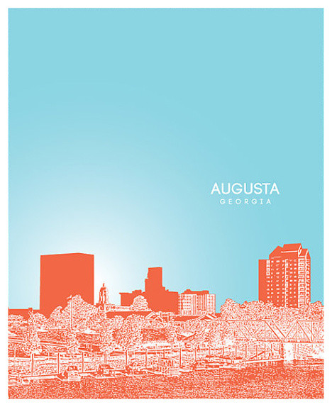 Augusta, Georgia Skyline Art Poster - Contemporary - Prints And Posters ...
