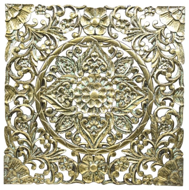 decorously Classic Metal Wall Plaque, Gold - Traditional - Metal Wall ...