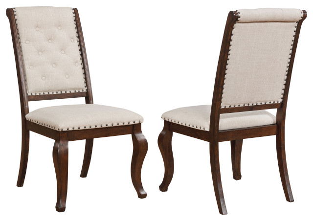 Brockway Tufted Dining Chairs Cream and Antique Java, Set of 2 - Traditional - Dining Chairs ...