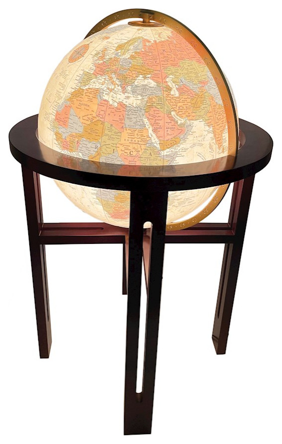 Naples Large Illuminated Floor Standing World Globe with Blue Oceans ...