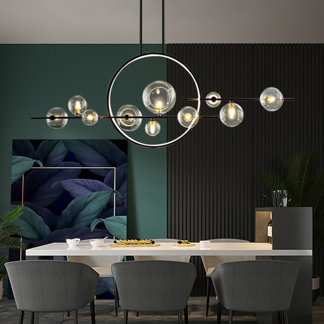 Bubi Modern Kitcehn Island Light for Dining Room with Glass Globe Shade ...