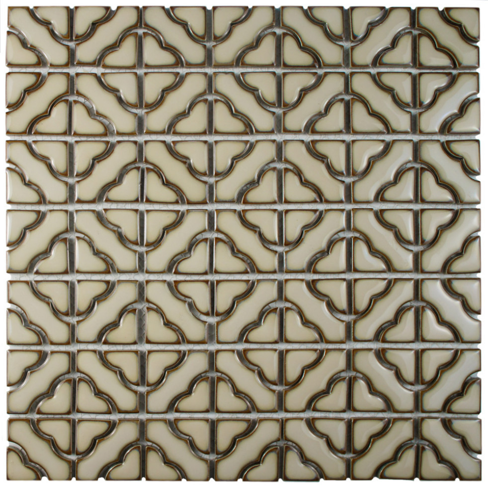 Tower 6" x 6" Porcelain Mosaic Floor and Wall Tile, Beige, Sample ...