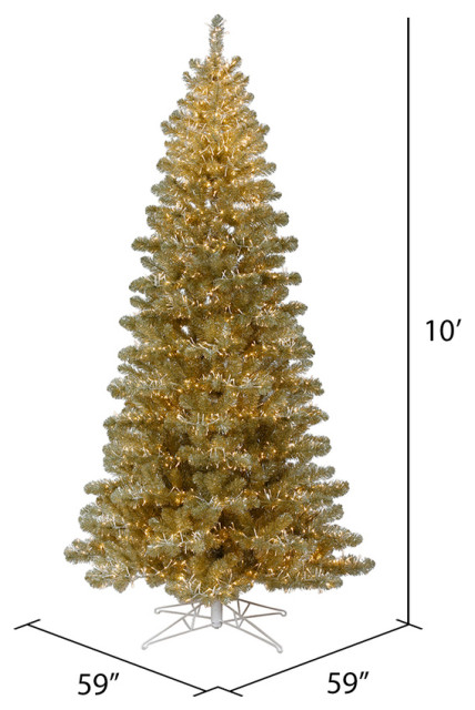 Vickerman Champagne Series Artificial Christmas Tree 3MM Warm White, 10 ...