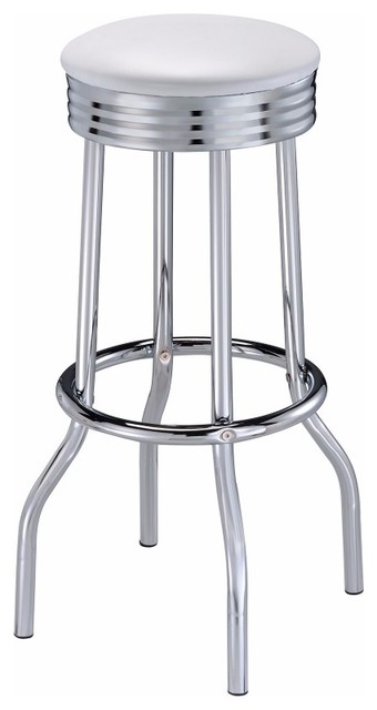 Metal Retro Ribbed Bar Stool, Silverset of 2 - Contemporary - Bar ...