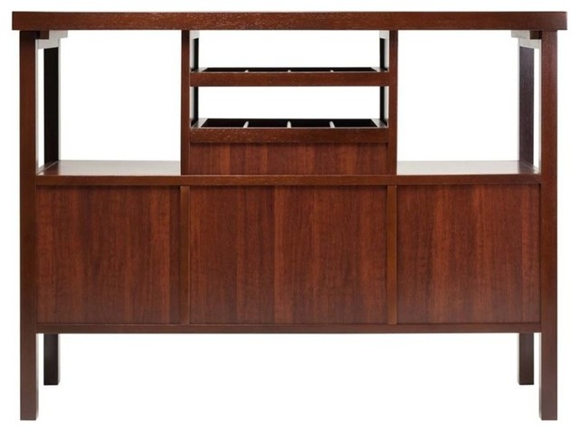 Pemberly Row 34.02"H Transitional Solid Wood Wine Rack Buffet Table in ...