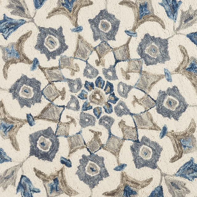 6' Round Blue Floral Oasis Area Rug - Contemporary - Area Rugs - by ...