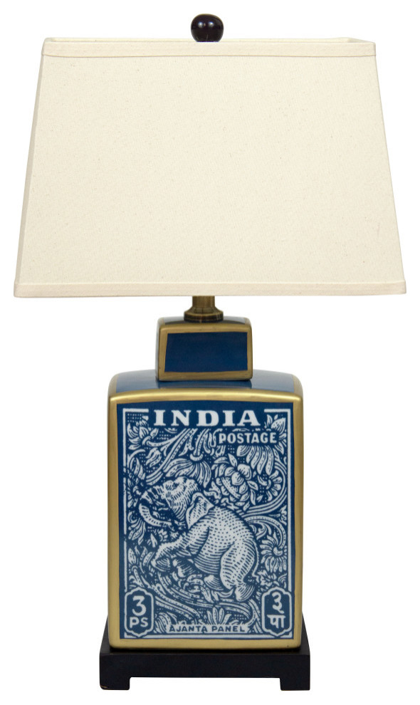 23" Blue Indian Elephant Table Lamp - Asian - Table Lamps - by Oriental ...