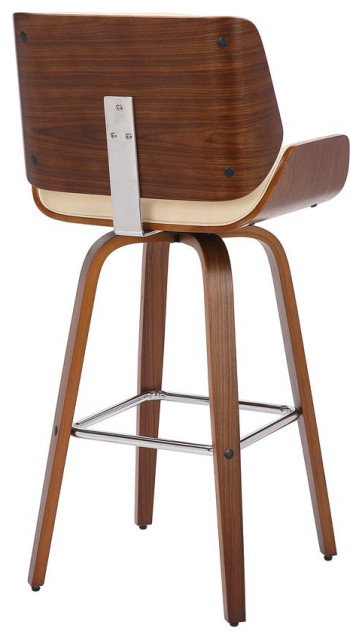 Tyler 26 Counter Height Swivel Cream Faux Leather and Walnut Wood Bar ...