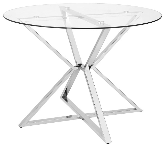 Sleek Hourglass Base Glass Dining Table, Modern, Dining, Kitchen ...